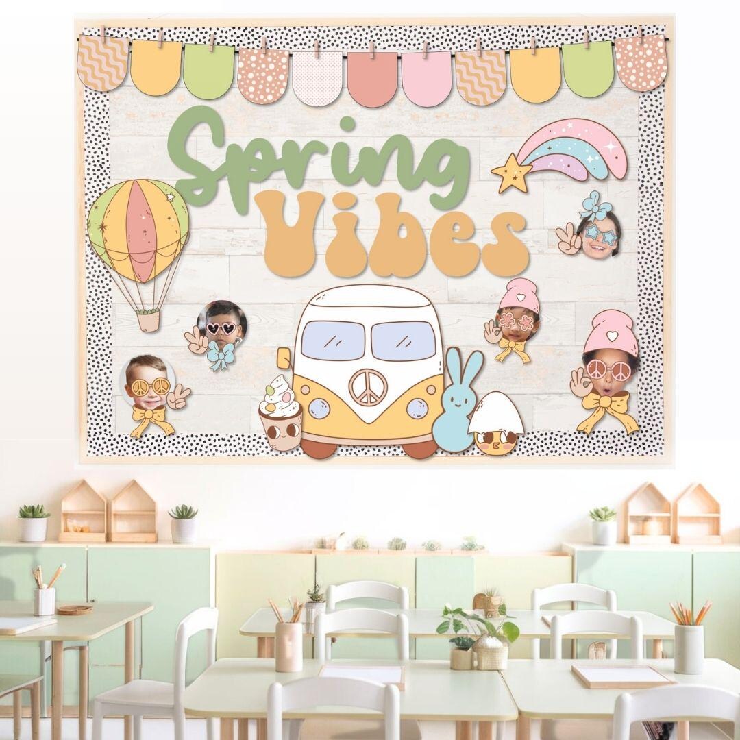 Spring Bulletin Board Kit | Printable Retro Spring Classroom Decor ...