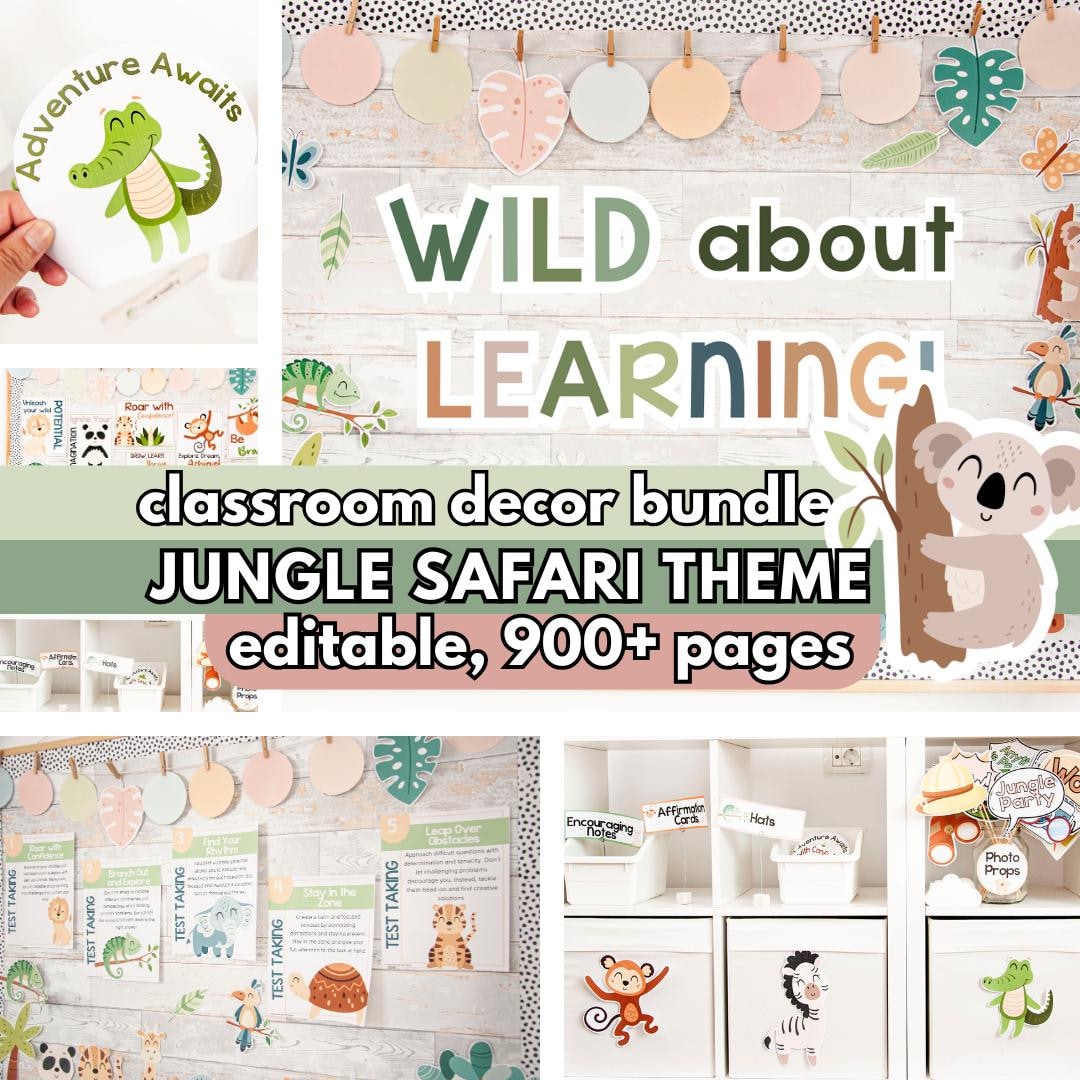 Jungle Classroom Decor Bundle, Editable Bulletin Board Idea, Back to ...