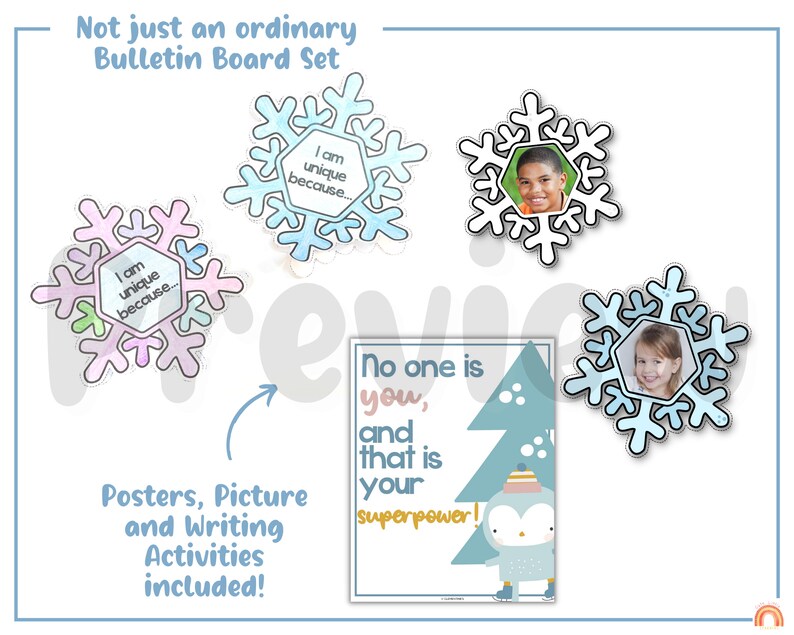 Snowflake Winter Bulletin Board & Classroom Decor Kit - Etsy