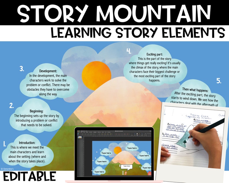 Story Mountain Lesson for Teaching Story Elements Editable Powerpoint ...