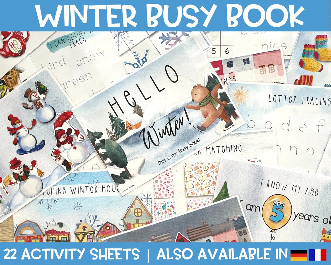 Winter Learning Busy Binder, Preschool and Kindergarten Interactive ...