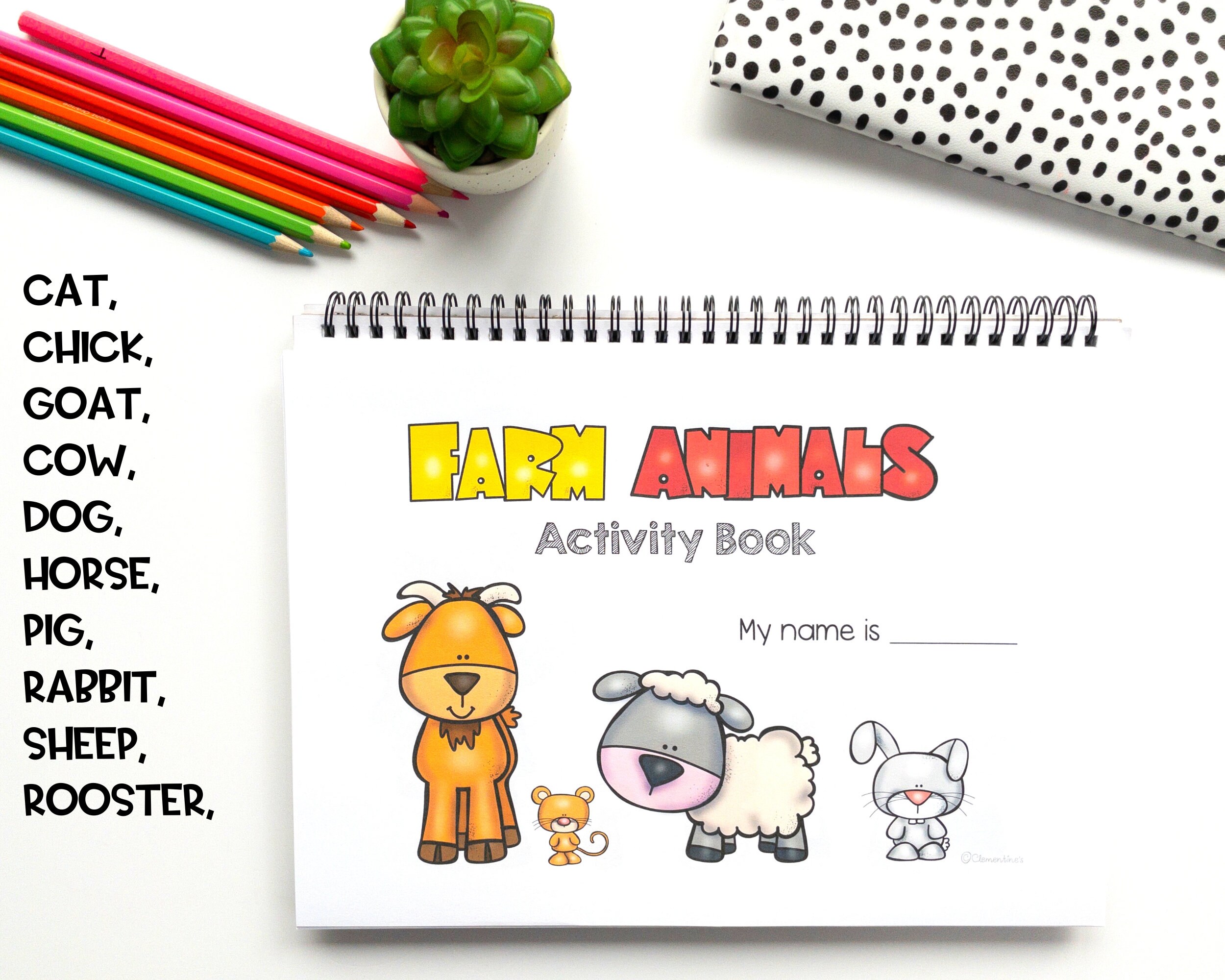 Farm Animals Activity Pack Print and Go Learning Set Kindergarten ...