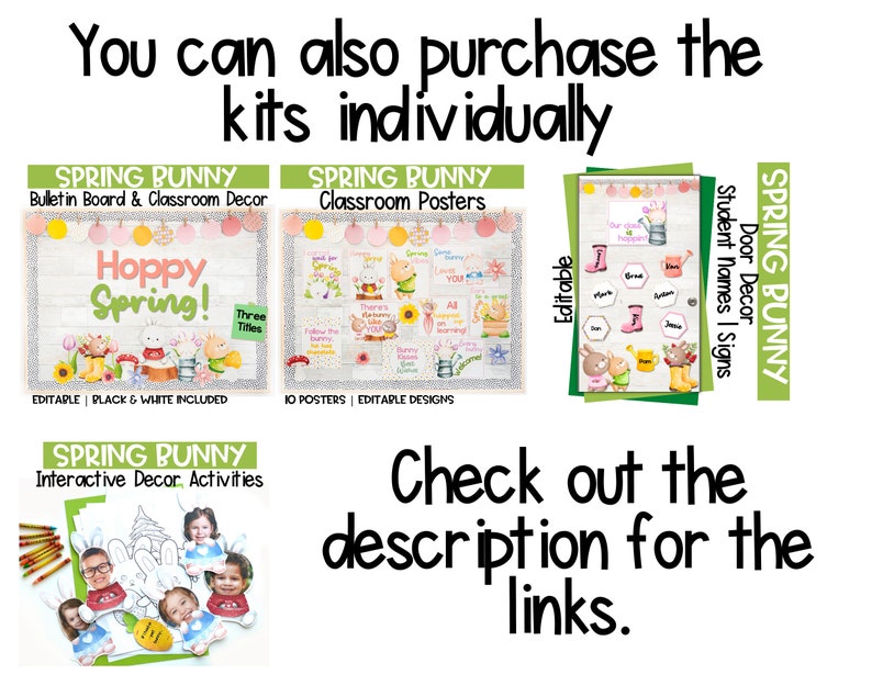 Spring Bunny Classroom Decor Bundle Bulletin Board Posters - Etsy