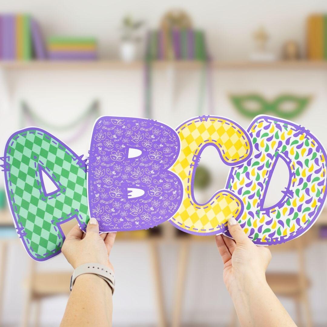 Mardi Gras Pattern Letters and Numbers for Bulletin Board Titles ...