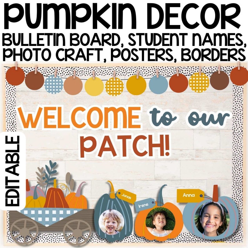 Halloween and Fall Pumpkin Patch Bulletin Board & Classroom Decor ...