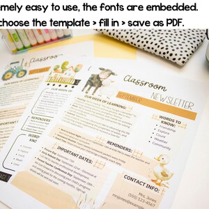 Calm Farm Classroom Newsletter Templates | Editable Weekly and Monthly ...