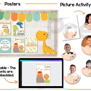 New Year 2024 Dinosaur Bulletin Board & Classroom Decor Editable ...