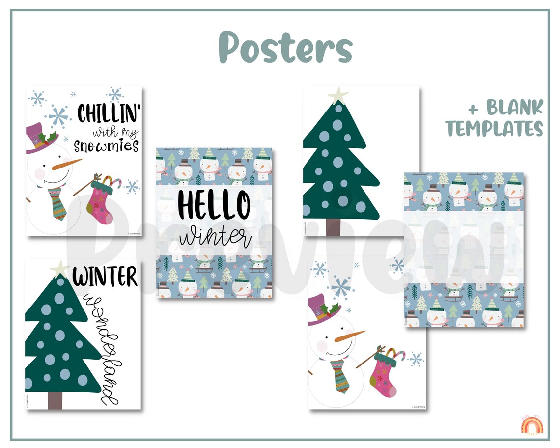 Winter Snowmen Bulletin Board & Classroom Decor Editable - Etsy