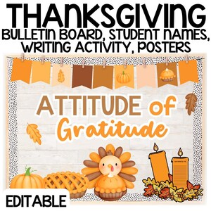 Thanksgiving Gratitude Bulletin Board & Classroom Decor Editable ...