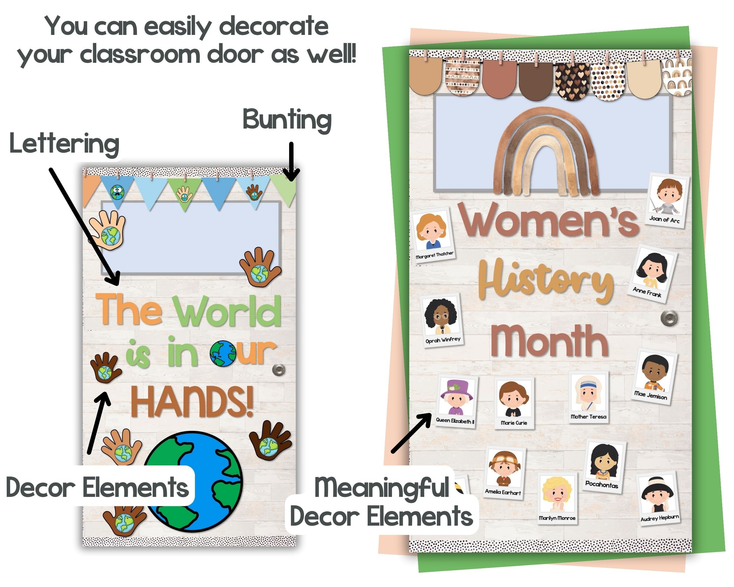 Spring Classroom Decor Kits Bundle Women's History Month, Earth Day ...