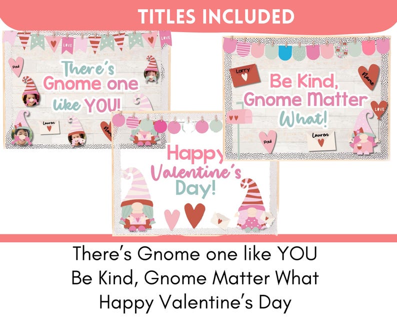 Valentine's Day Bulletin Board and Door Decor, Gnome Theme, Photo Craft ...