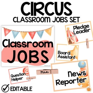 Editable Classroom Jobs Circus Themed Bulletin Board & Classroom Decor ...