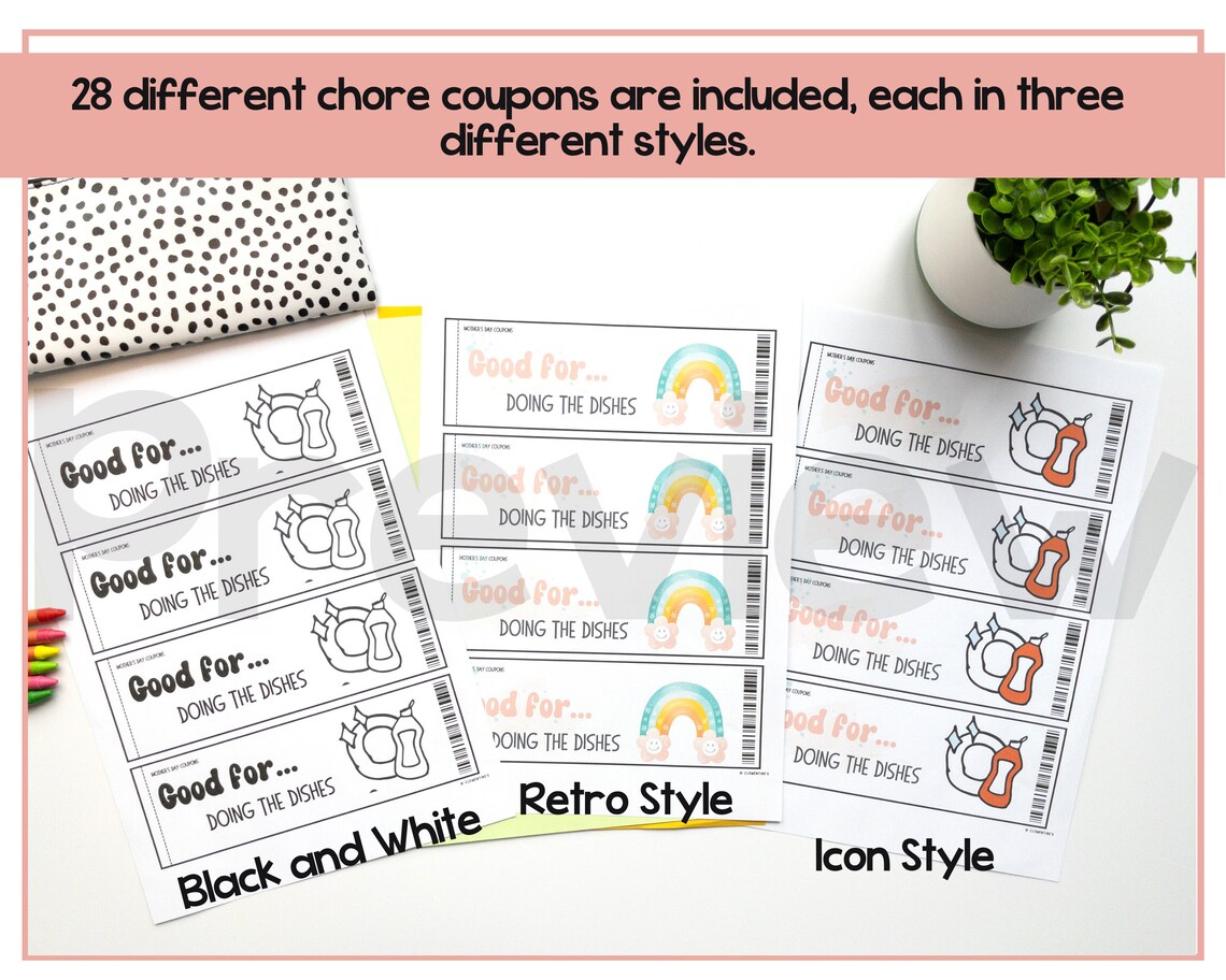 Groovy Mother’s Day Coupon Book – Editable Printable Voucher Templates ...