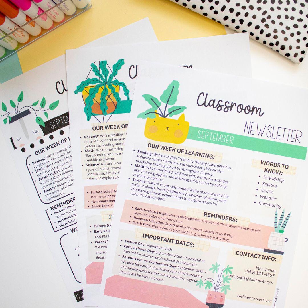 Urban Garden Classroom Newsletter Templates | Editable Plant-themed ...