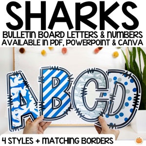 Shark Letters & Numbers | Editable Bulletin Board and Door Titles for ...