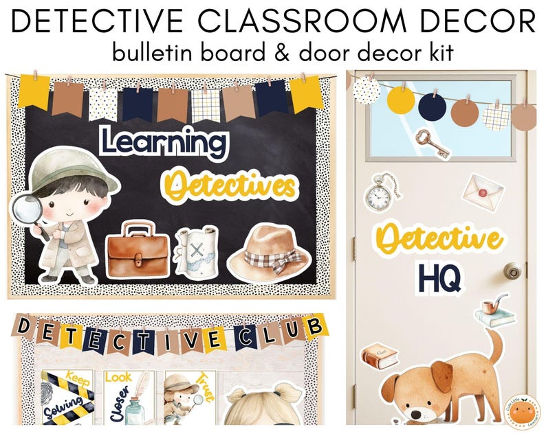 Detective Bulletin Board | Editable Classroom Theme and Poster Set With ...