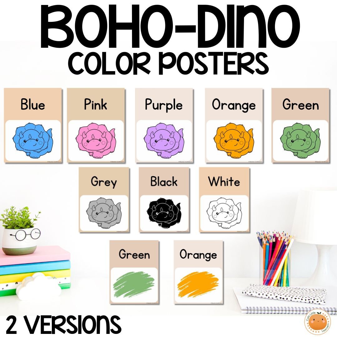 Boho Dinosaurs Themed Color Posters for Bulletin Boards and Classroom ...
