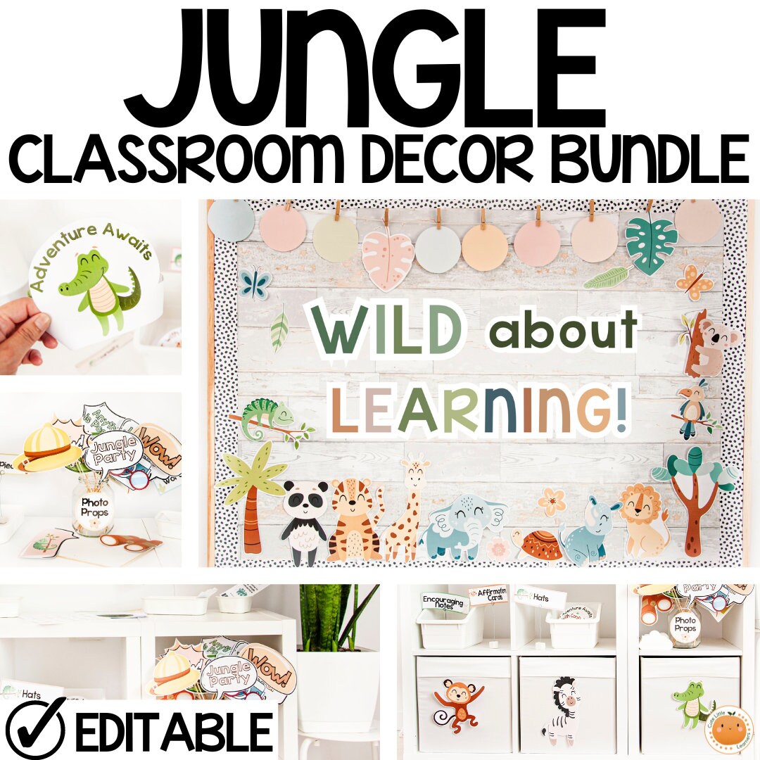 Jungle Safari Editable Classroom Decor Bundle Bulletin - Etsy Australia