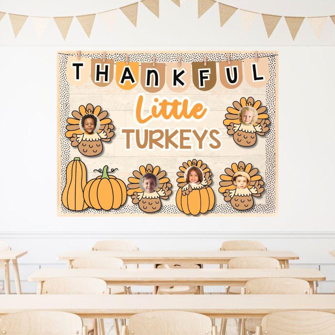 Thanksgiving Little Turkeys Bulletin Board, Printable Classroom Kit ...