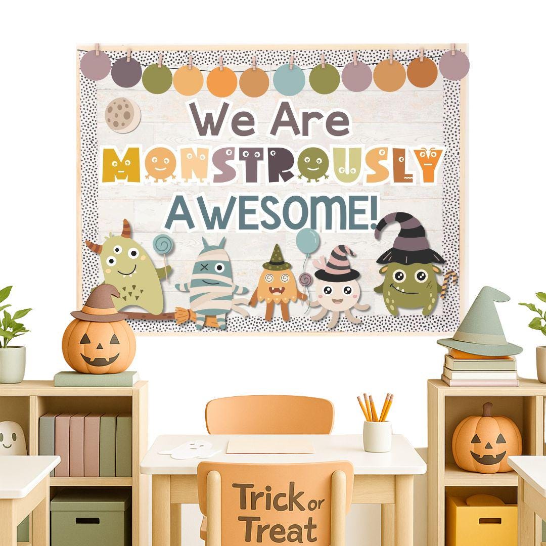 Halloween Monster Classroom Decor Kit | Editable Bulletin Board, Door ...