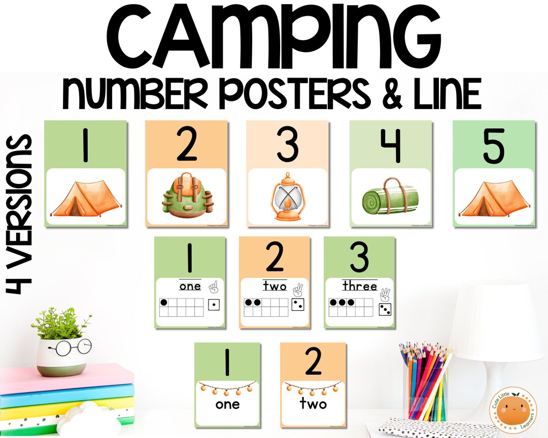 Camping Themed Number Posters for Bulletin Boards & Classroom - Etsy