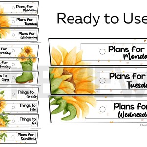 Editable 10 Drawer Rolling Cart Labels Set Bright Sunflower Themed ...