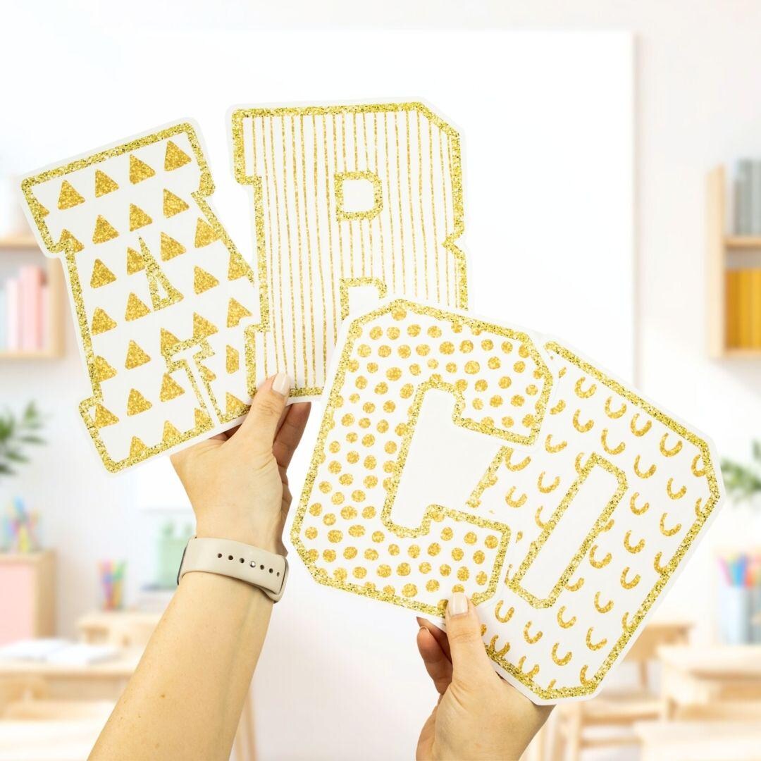 Printable Varsity Letters & Numbers - Golden Doodle Theme for Bulletin ...