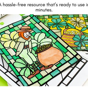 Patrick's Day Stained Glass Coloring Pages, Print and Go Art Project or ...