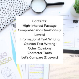 Pablo Picasso - Printable Biography Pack, Reading Comprehension, Quote ...