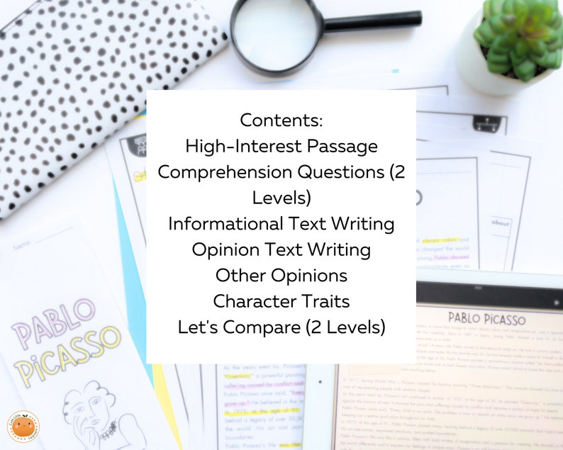 Pablo Picasso Printable Biography Pack Reading - Etsy