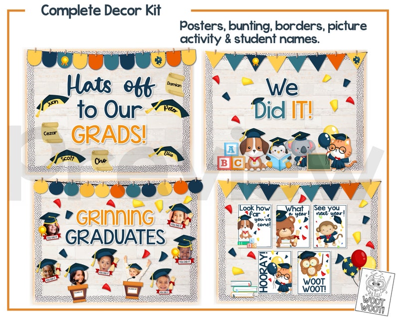 Graduation Animal Bulletin Board – End of Year Classroom Decor With ...