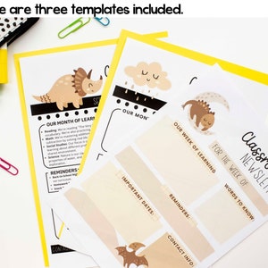 Boho Dinosaurs Editable Classroom Newsletter Templates, Weekly ...