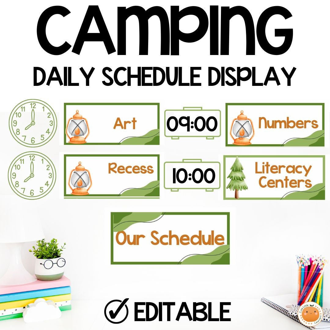 Classroom Schedule Display Set - Camping, Printable Classroom Decor ...