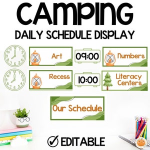 Classroom Schedule Display Set - Camping, Printable Classroom Decor ...