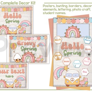 Retro Spring Bulletin Board & Interactive Classroom Decor Editable ...