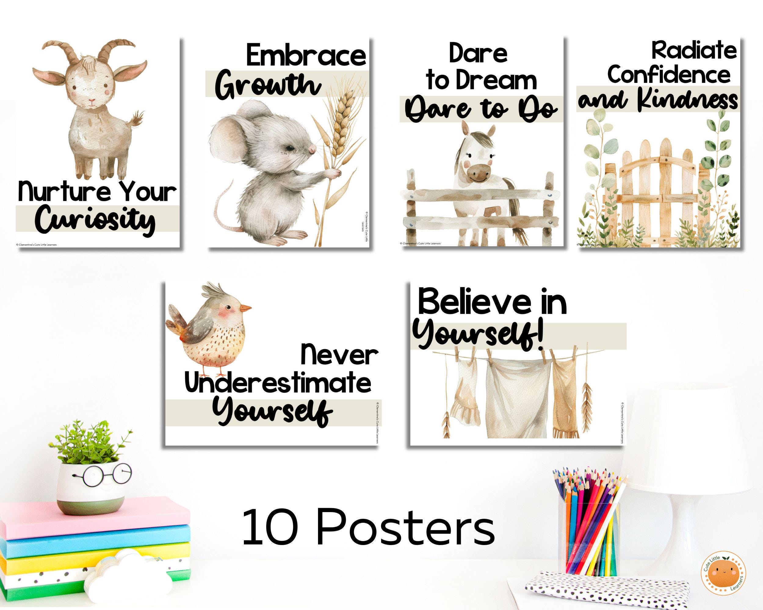 Calm Farm Growth Mindset Posters - Motivational Notes, Social Emotional ...