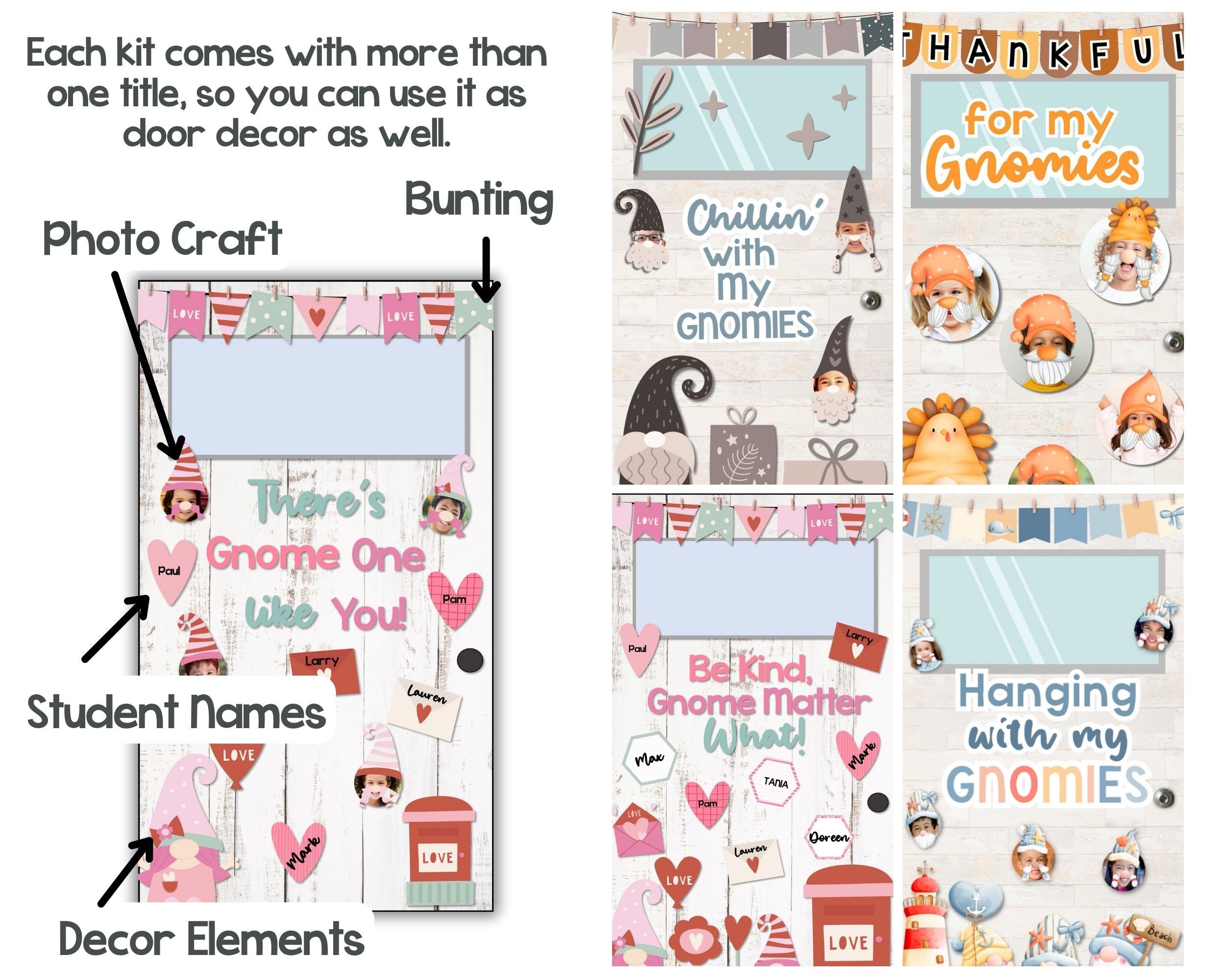 Gnomes Decor Kits Bundle, Year-round Classroom Decor Bundle, Editable ...