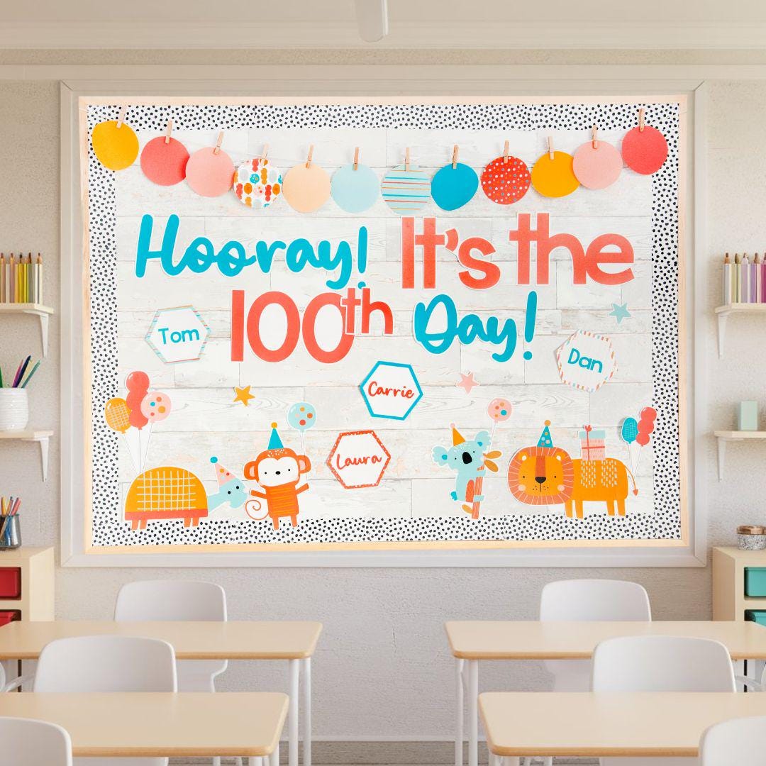 100 Days of School Bulletin Board & Interactive Classroom Decor ...