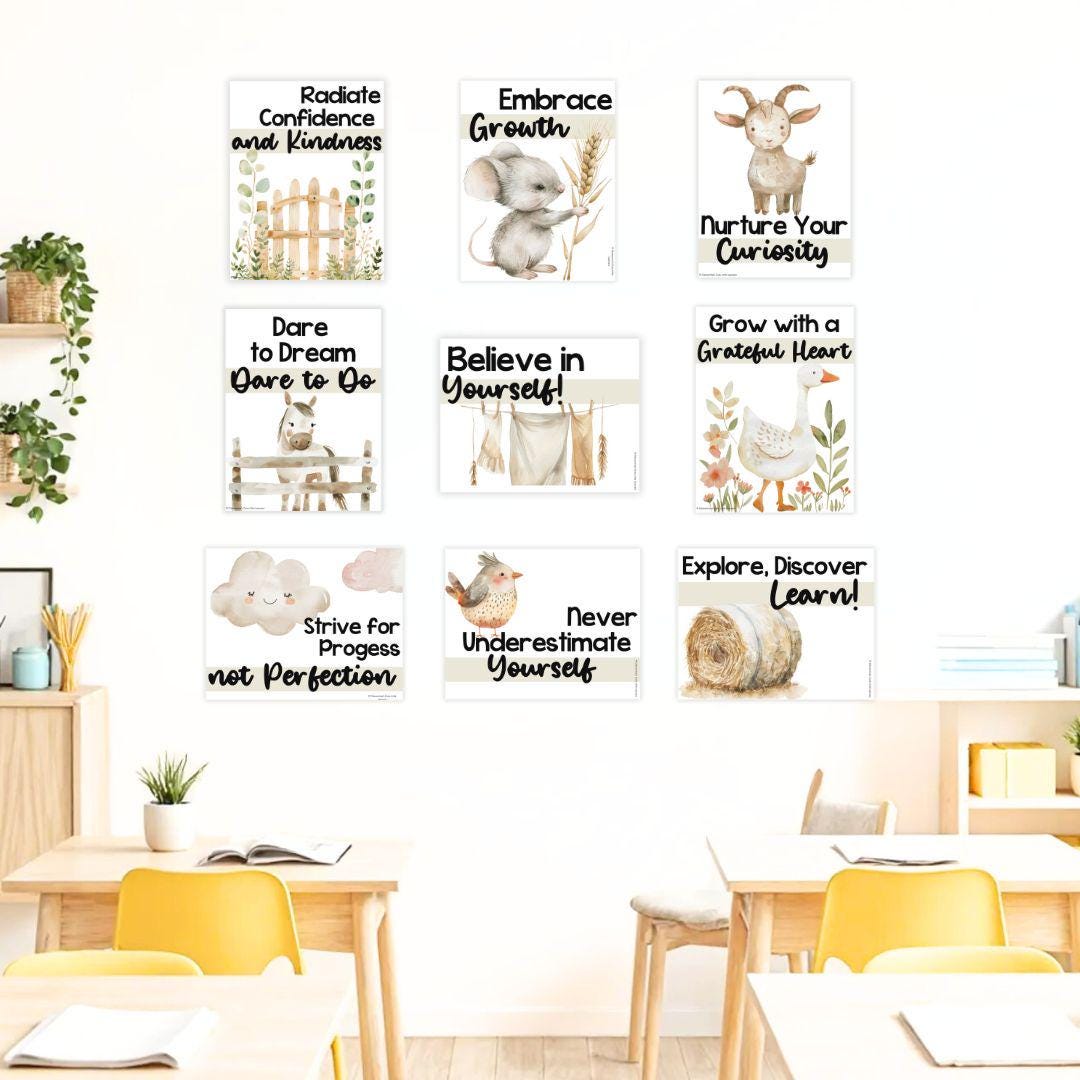 Calm Farm Growth Mindset Posters - Motivational Notes, Social Emotional ...