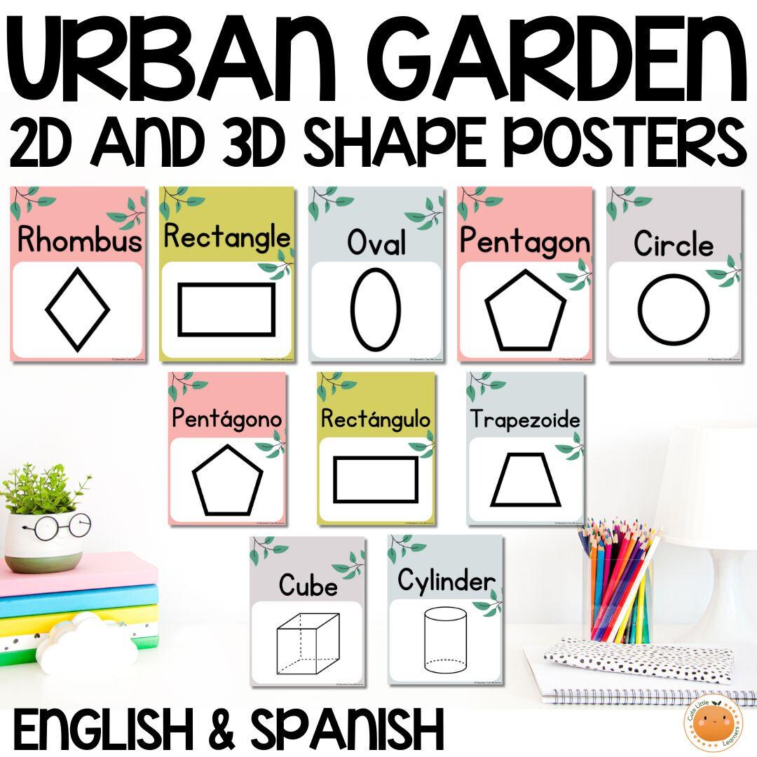 Urban Garden Themed 2D & 3D Shape Posters for Classroom Decor and ...