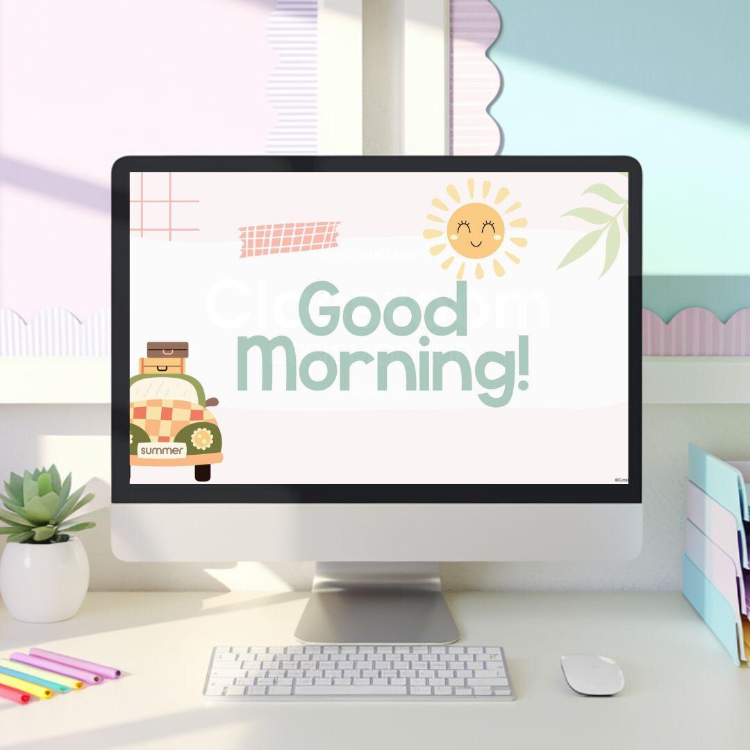 Summer Daily Classroom Slides | Editable Template With Timers, Centers ...
