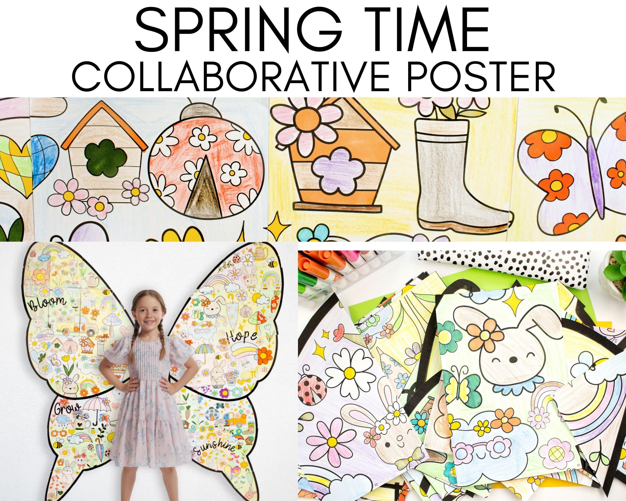 Spring Wings Collaborative Poster | Printable Coloring Mural for ...