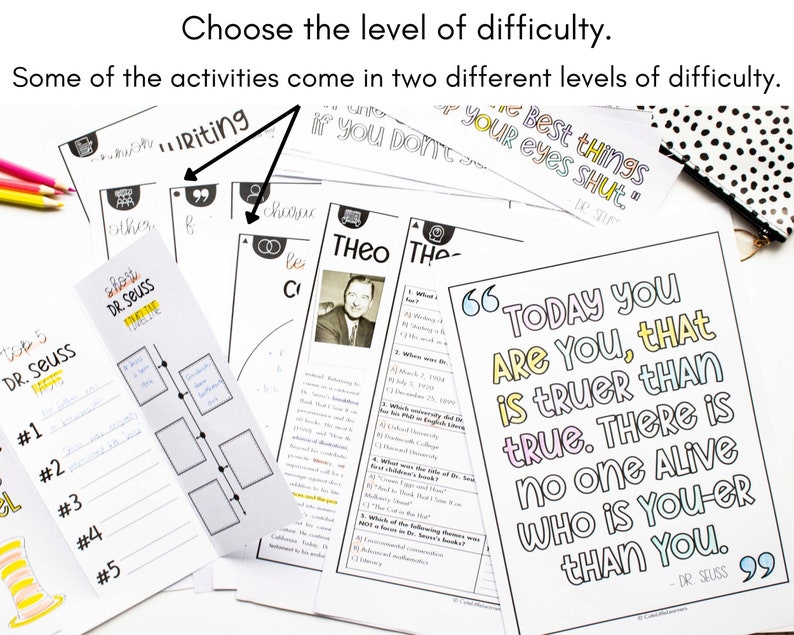 Dr. Seuss Biography Pack | Printable Reading Comprehension, Poster and ...