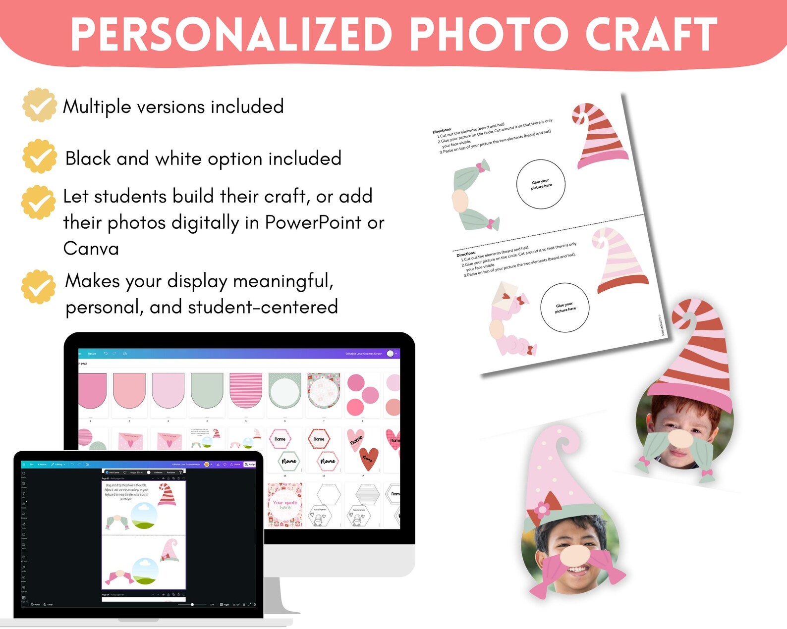 Valentine's Day Bulletin Board and Door Decor, Gnome Theme, Photo Craft ...