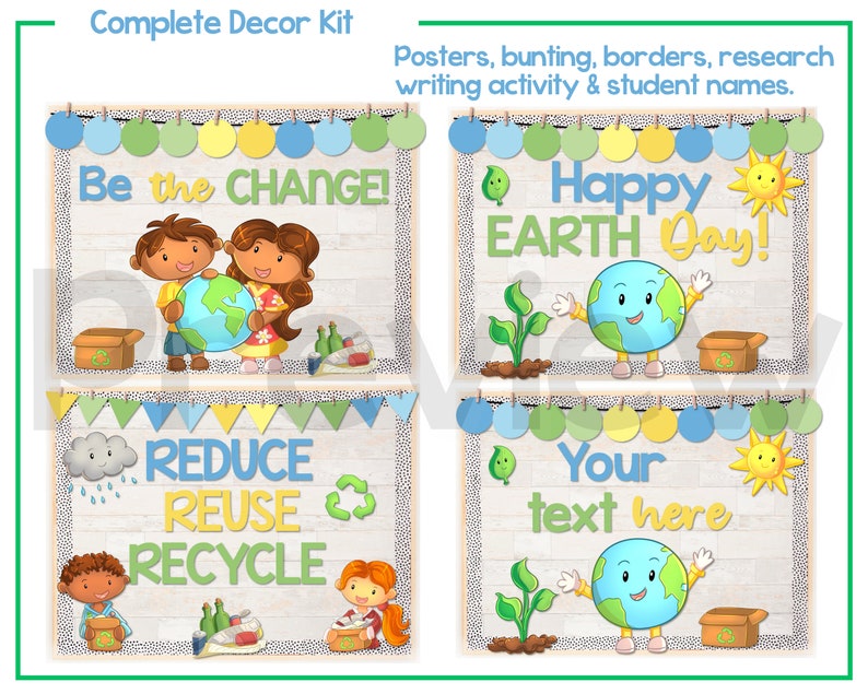 Earth Day Cute Kids Bulletin Board & Classroom Decor - Etsy