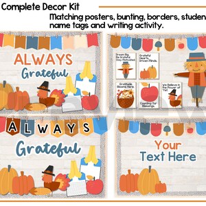 Thanksgiving Gratitude Bulletin Board & Classroom Decor + Editable ...