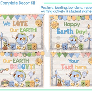 Groovy-retro Earth Day Bulletin Board & Classroom Decor + Editable ...