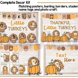 Thanksgiving Little Turkeys Bulletin Board, Printable Classroom Kit ...