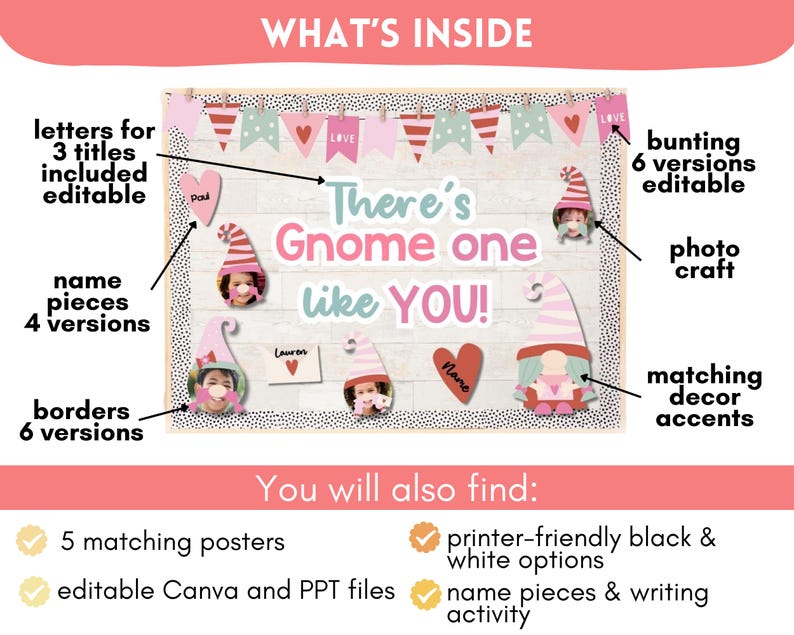 Valentine's Day Bulletin Board and Door Decor, Gnome Theme, Photo Craft ...
