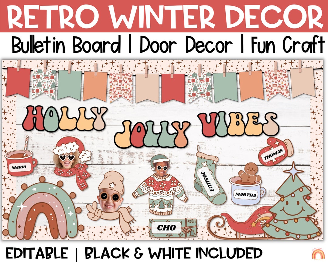 Retro Christmas and Winter Bulletin Board & Classroom Decor - Etsy